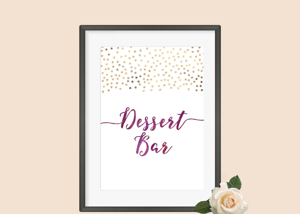 Confetti And Watercolour Dessert Bar Sign | Pretty Adorable Designs