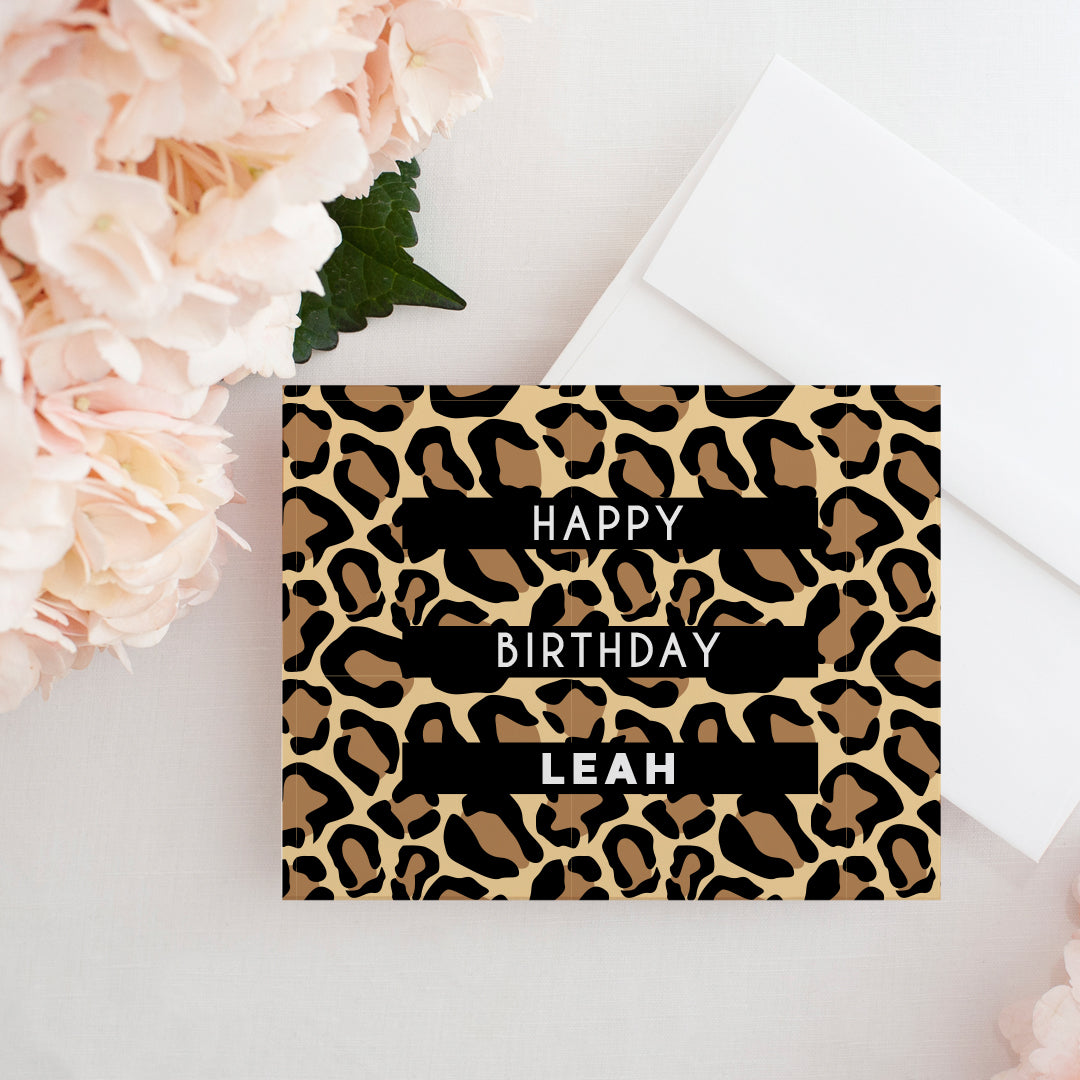Custom Leopard Birthday Card | Pretty Adorable Designs